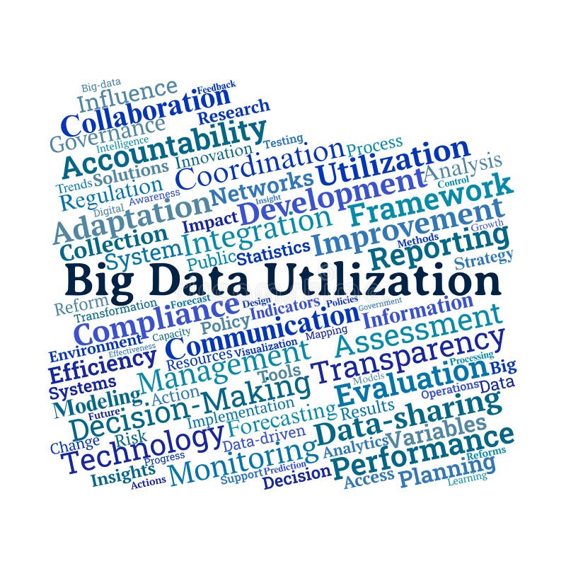 Big Data Utilization Word Cloud Stock Illustration - Illustration of ...