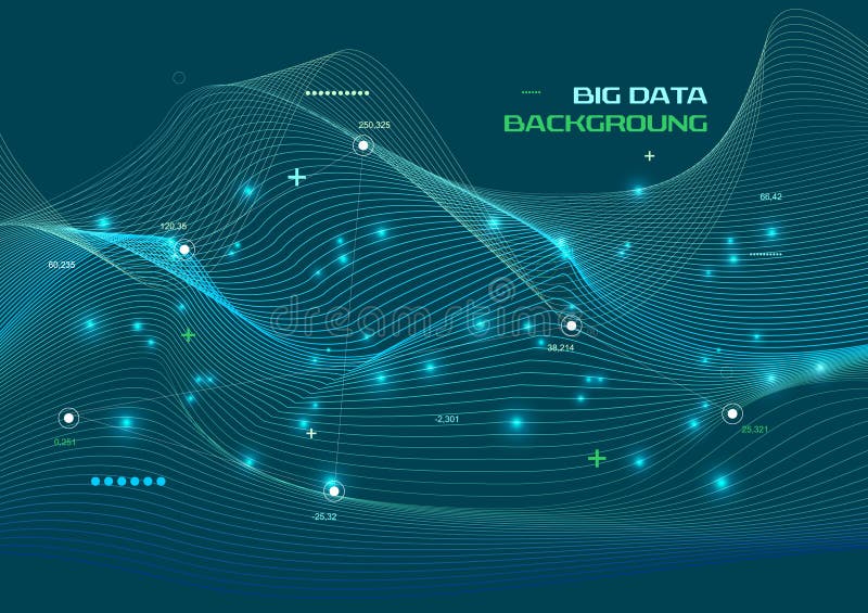 Big Data Vector Background with Line Wave in Blue Color Stock ...