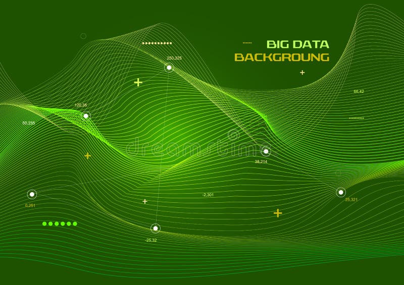 Big Data Vector Background with Line Wave in Green Color Stock ...