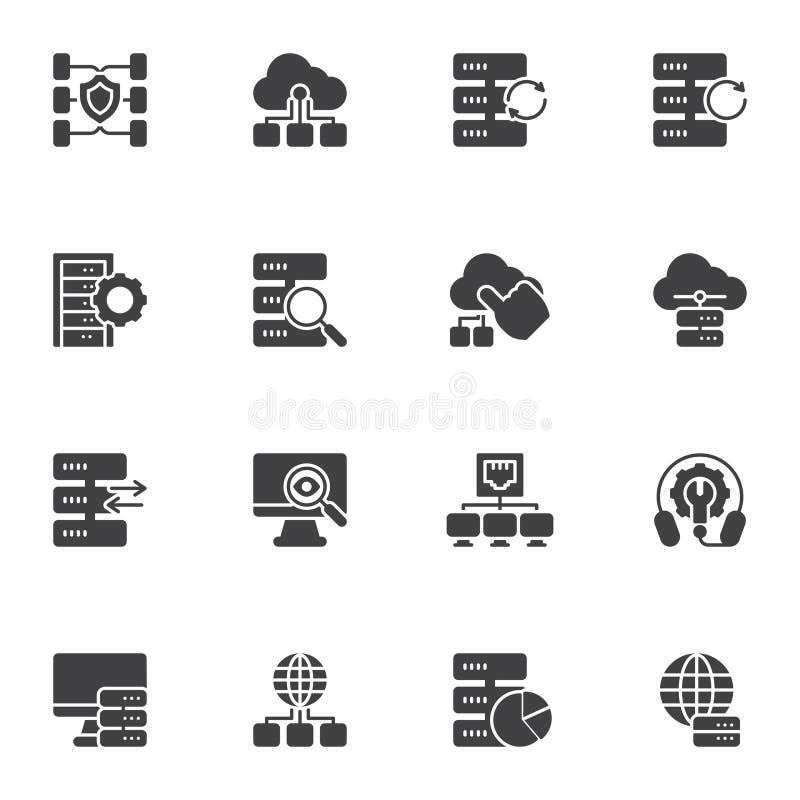 Big Data vector icons set stock illustration. Illustration of pack ...