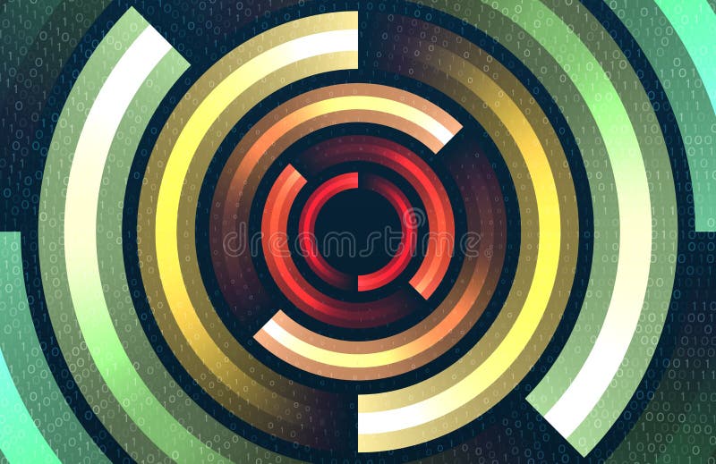 Big Data Visualization Abstract Background With Circles Array And Binary Code Stock Vector