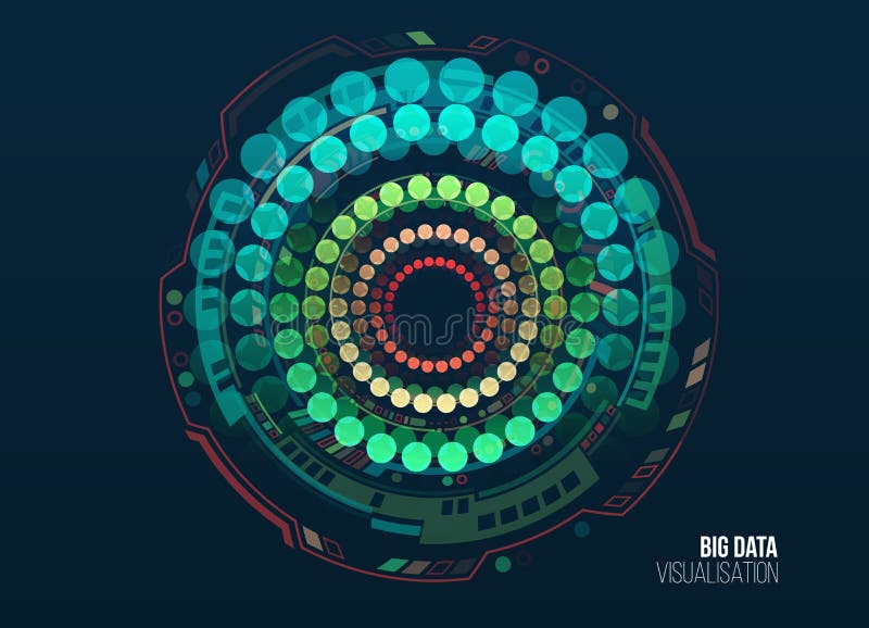 Big Data Visualization. Abstract Background with Circles Array and Hi-tech Elements Stock Vector ...