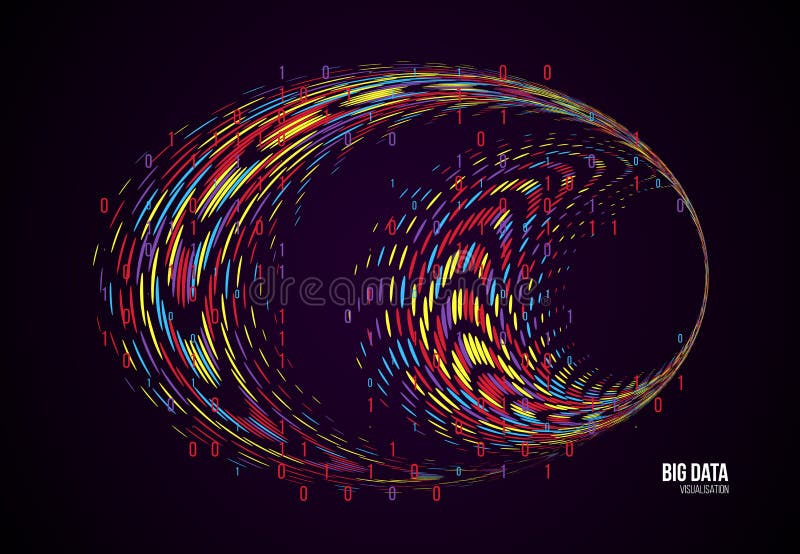 Big Data Visualization Abstract Background With Lines Array And Binary Code Stock Vector