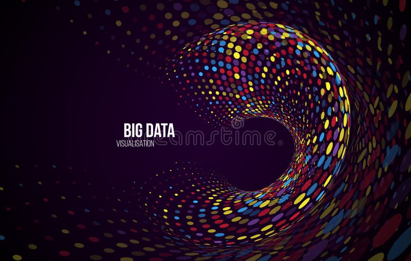 Big Data Visualization Abstract Background With Dots Array And Binary Code Stock Vector