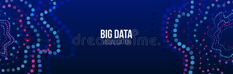 Big Data Visualization Abstract Background With Dots Array And Binary Code Connection