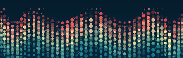 Big Data Visualization. Abstract Background with Dots Array and Binary Code. Connection ...