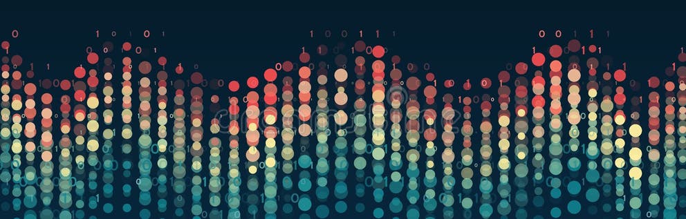 Big Data Visualization. Abstract Background with Dots Array and Binary Code. Connection ...