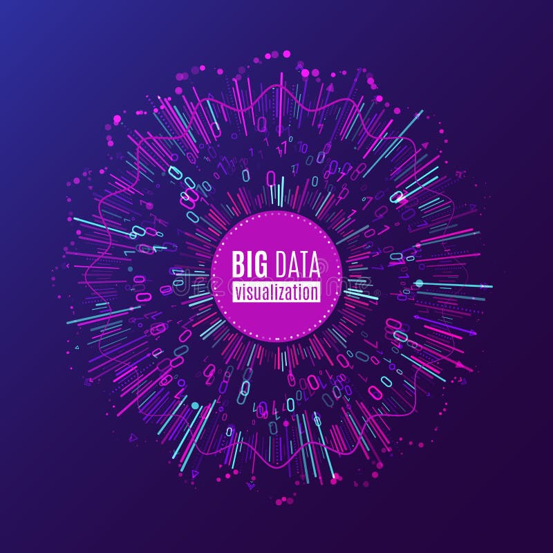 Big Data Visualization. Abstract Background with Dots Array and Binary Code Stock Vector ...
