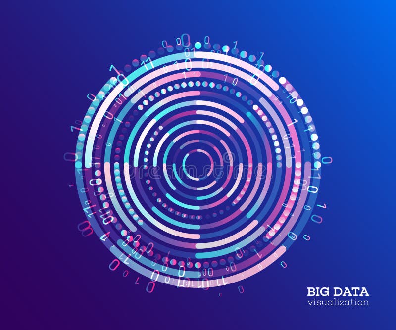 Big Data Visualization Abstract Background With Lines Array And Binary Code Stock Vector