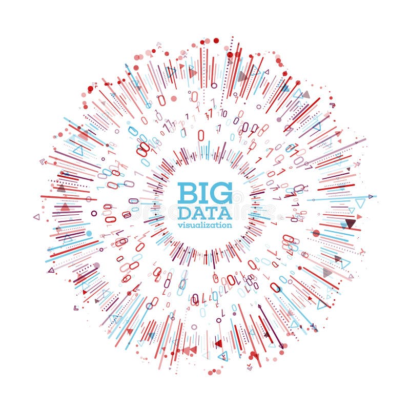 Big Data Visualization Abstract Background With Lines Array And Binary Code Stock Vector