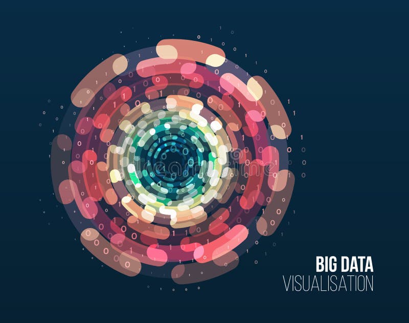 Big Data Visualization Abstract Background With Lines Array And Binary Code Stock Vector