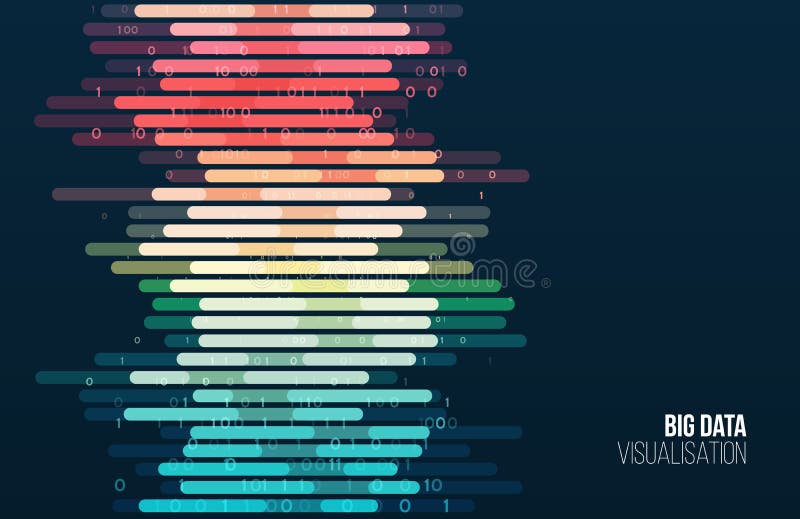 Big Data Visualization Abstract Background With Lines Array And Binary Code Stock Vector