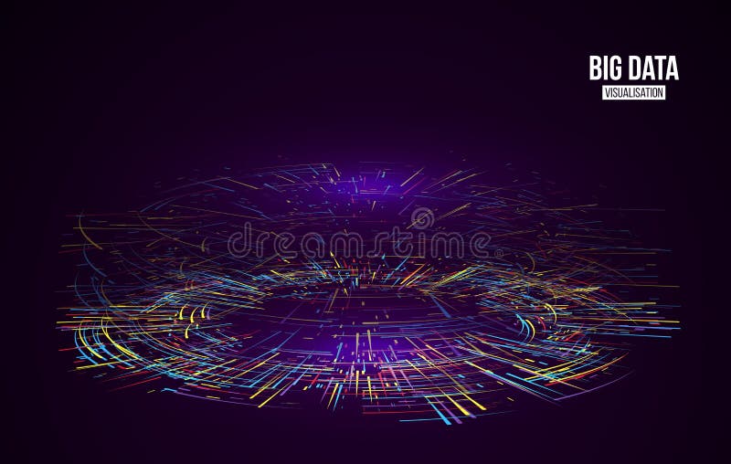 Big Data Visualization Abstract Background With Lines Array And Binary Code Stock Vector