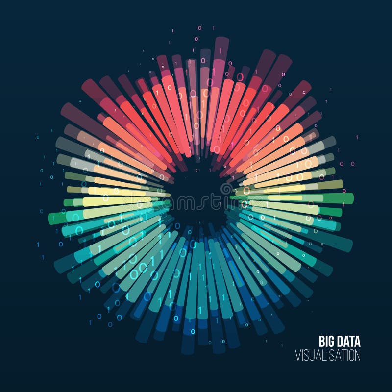 Big Data Visualization Abstract Background With Lines Array And Binary Code Stock Vector