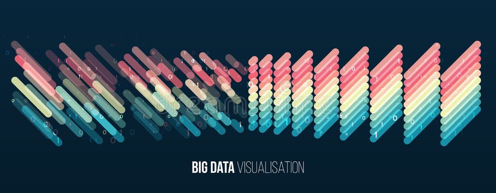 Big Data Visualization. Abstract Background with Lines Array and Binary Code Stock Vector ...