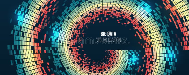 Spiral Array With Dynamic Particles Abstract Grid Design Stock Vector