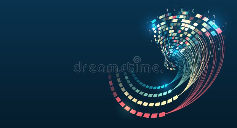 Big Data Visualization Abstract Stream Information With Circles Array And Binary Code 0540