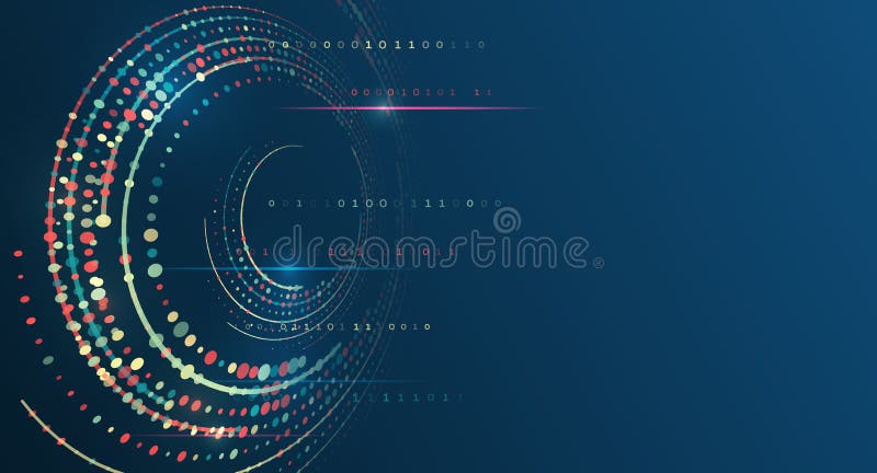 Big Data Visualization Abstract Stream Information With Circles Array And Binary Code