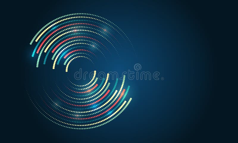 Big Data Visualization Abstract Stream Information With Circles Array And Binary Code