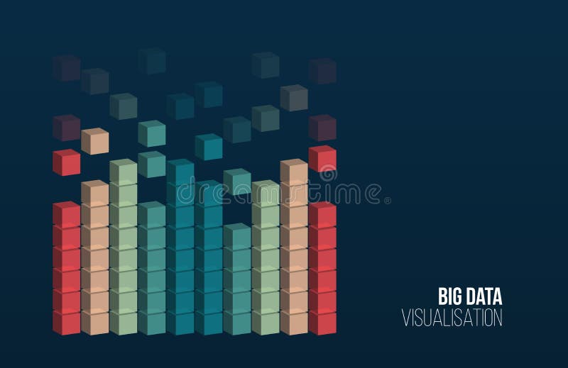 Big Data Visualization Background With Square Array Connection Structure Stock Vector