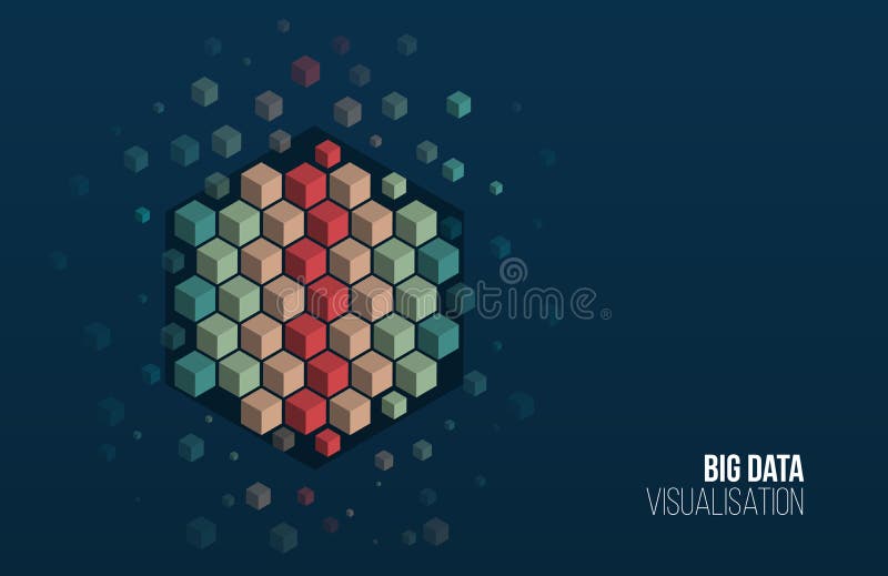 Big Data Visualization Background With Square Array Connection Structure Stock Vector