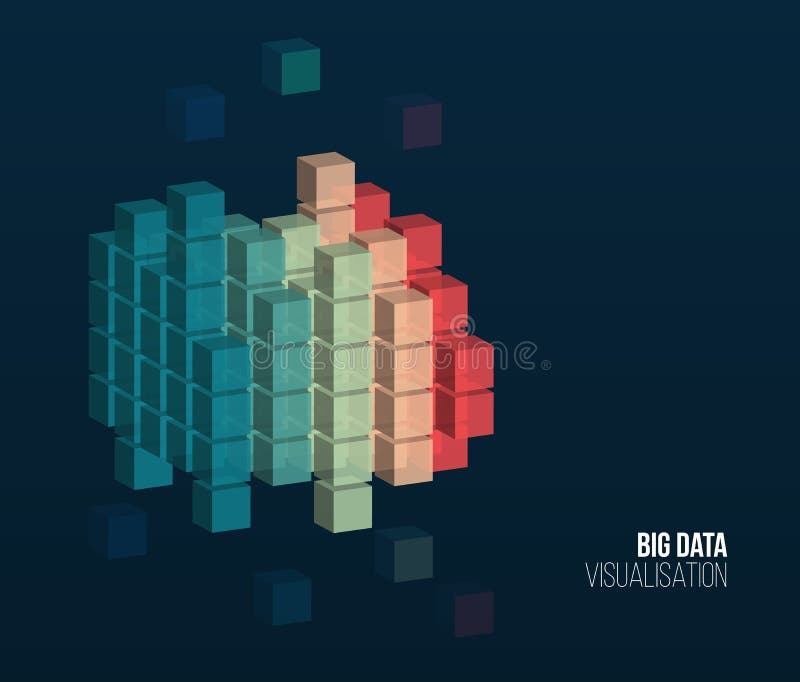 Big Data Visualization Background With Square Array Connection Structure Stock Vector