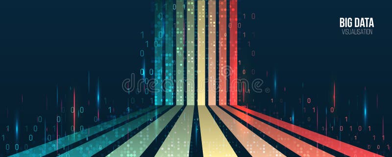 Big Data Visualization Banner Abstract Background With Lines Array And Binary Code Connection