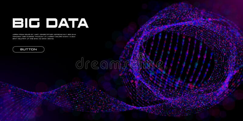 Big Data Visualization. Big Data Abstract Curved Flow of Particles with Bokeh Effect and Copy ...