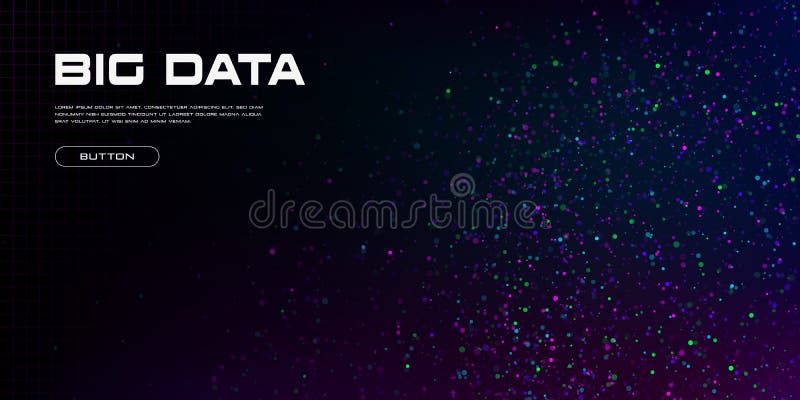 Big Data Visualization. a Cluster of Multi-colored Particles Stock ...