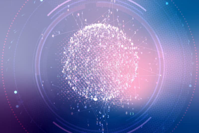 Big Data Visualization Concept Illustration. Futuristic Sphere Made of ...
