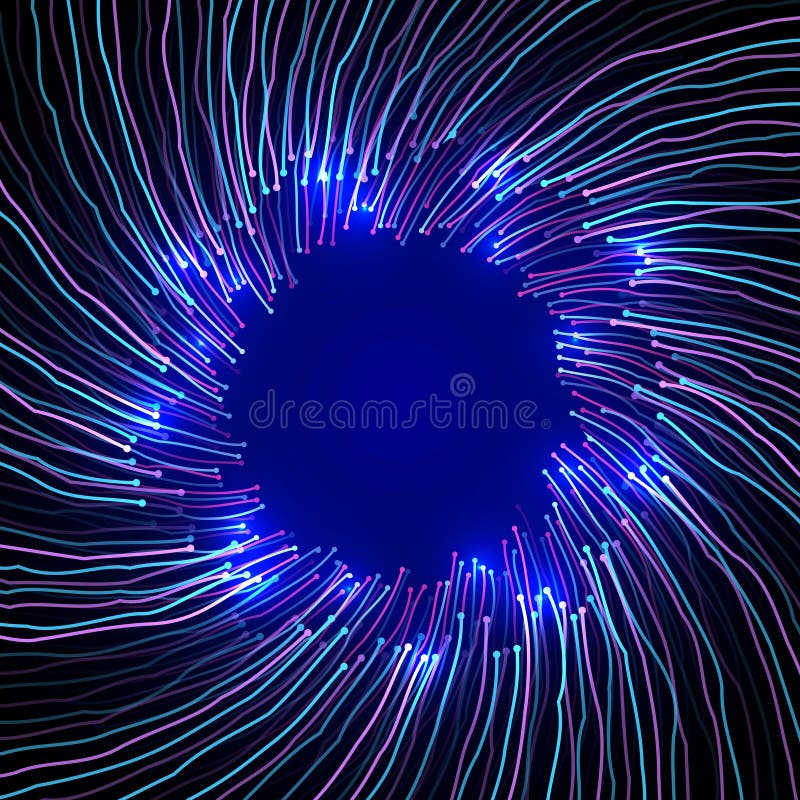 Big Data Visualization Concept Vector. Round Swirl Frame of Lines and ...