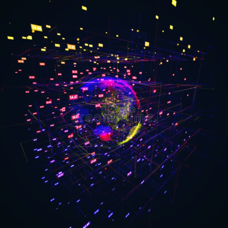 Big data visualization 3d stock illustration. Illustration of marketing ...