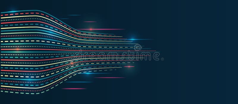Big Data Visualization On Dark Background An Array Of Multi Colored