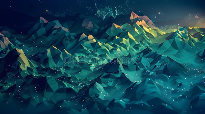 Big Data Visualization. Dark Low Poly Background Stock Illustration ...