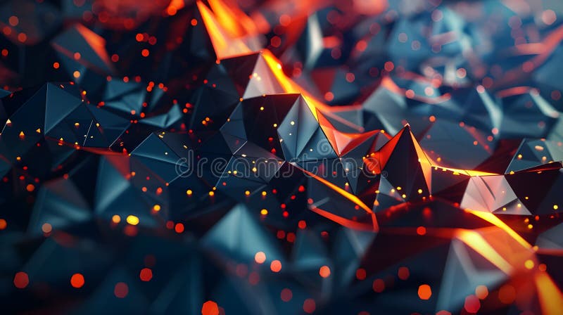 Big Data Visualization. Dark Low Poly Background Stock Illustration ...