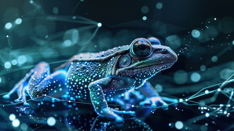 Big Data Visualization. a Digital Frog in Flow Information. Information ...