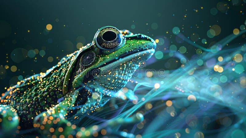 Big Data Visualization. a Digital Frog in Flow Information. Information ...