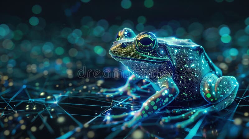 Big Data Visualization. a Digital Frog in Flow Information. Information ...