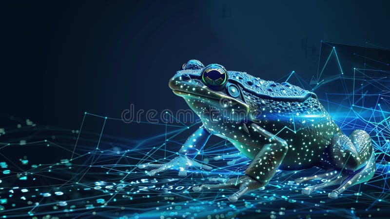 Big Data Visualization. a Digital Frog in Flow Information. Information Aesthetic Design Stock ...