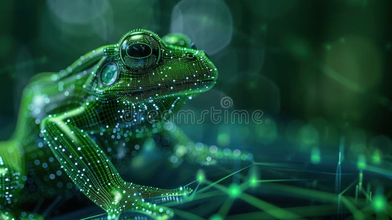 Big Data Visualization. a Digital Frog in Flow Information. Information Aesthetic Design Stock ...