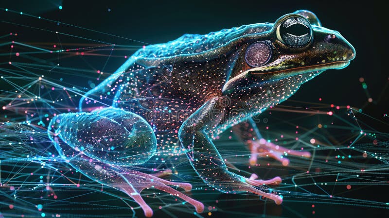 Big Data Visualization. a Digital Frog in Flow Information. Information ...