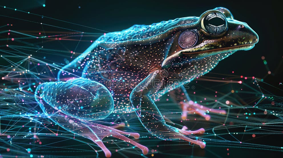 Big Data Visualization. a Digital Frog in Flow Information. Information Aesthetic Design Stock ...