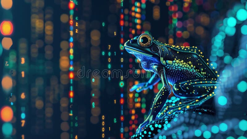 Big Data Visualization. a Digital Frog in Flow Information. Information ...