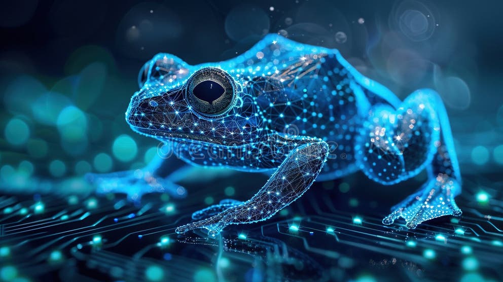 Big Data Visualization. a Digital Frog in Flow Information. Information Aesthetic Design Stock ...