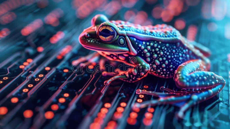 Big Data Visualization. a Digital Frog in Flow Information. Information ...