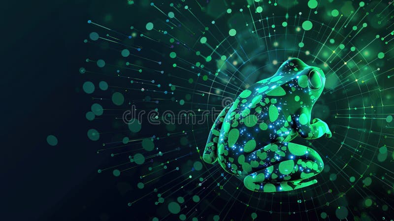 Big Data Visualization. a Digital Frog in Flow Information. Information ...