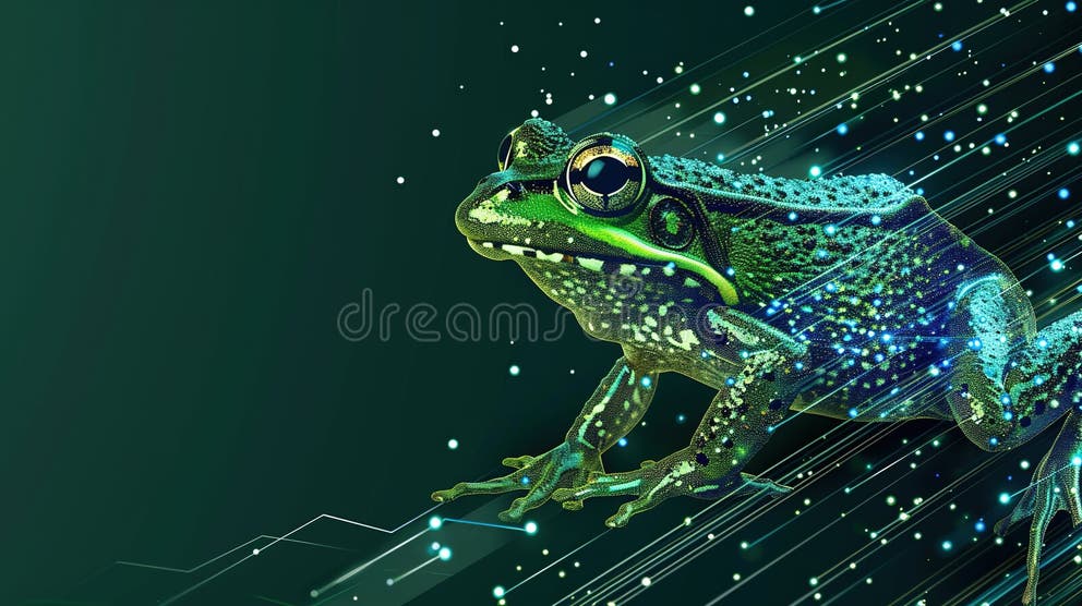 Big Data Visualization. a Digital Frog in Flow Information. Information ...