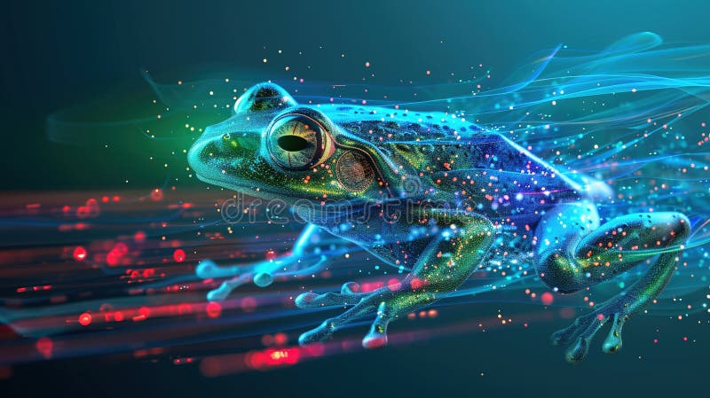 Big Data Visualization. a Digital Frog in Flow Information. Information ...