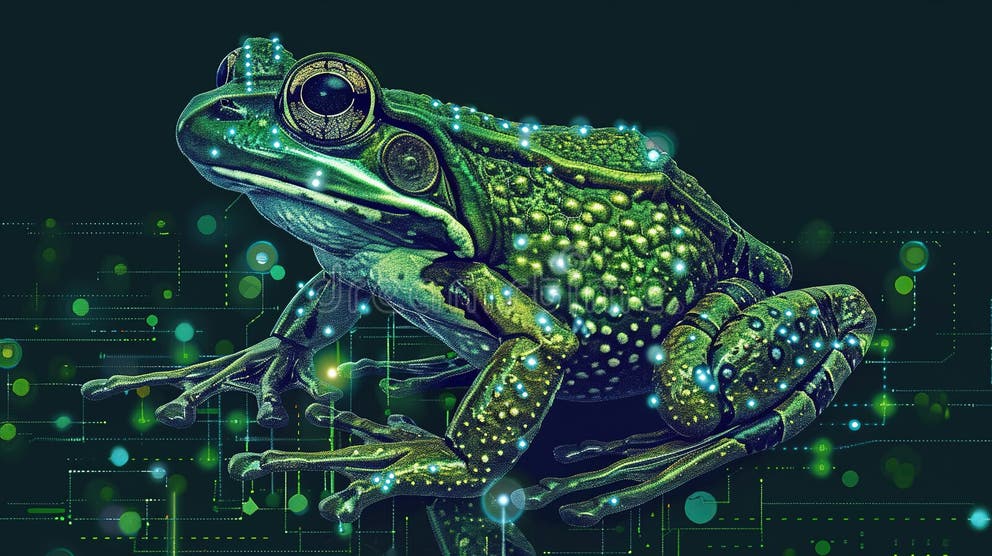 Big Data Visualization. a Digital Frog in Flow Information. Information Aesthetic Design Stock ...