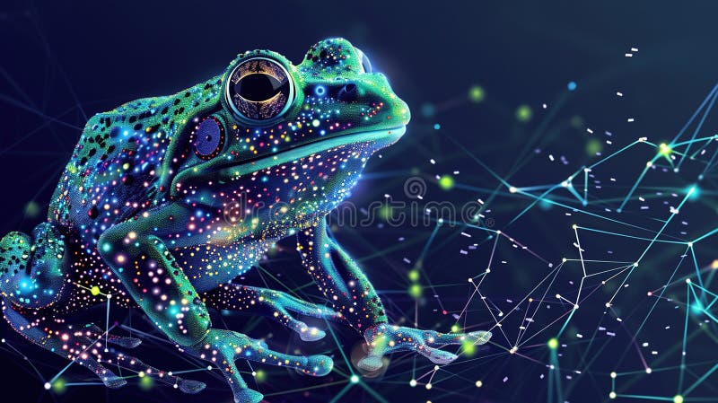 Big Data Visualization. a Digital Frog in Flow Information. Information ...